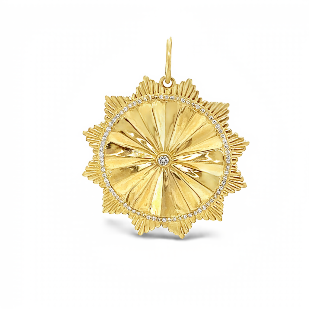 Corrugated Gold Ray of Light Charm - Rebecca Bourke Designs