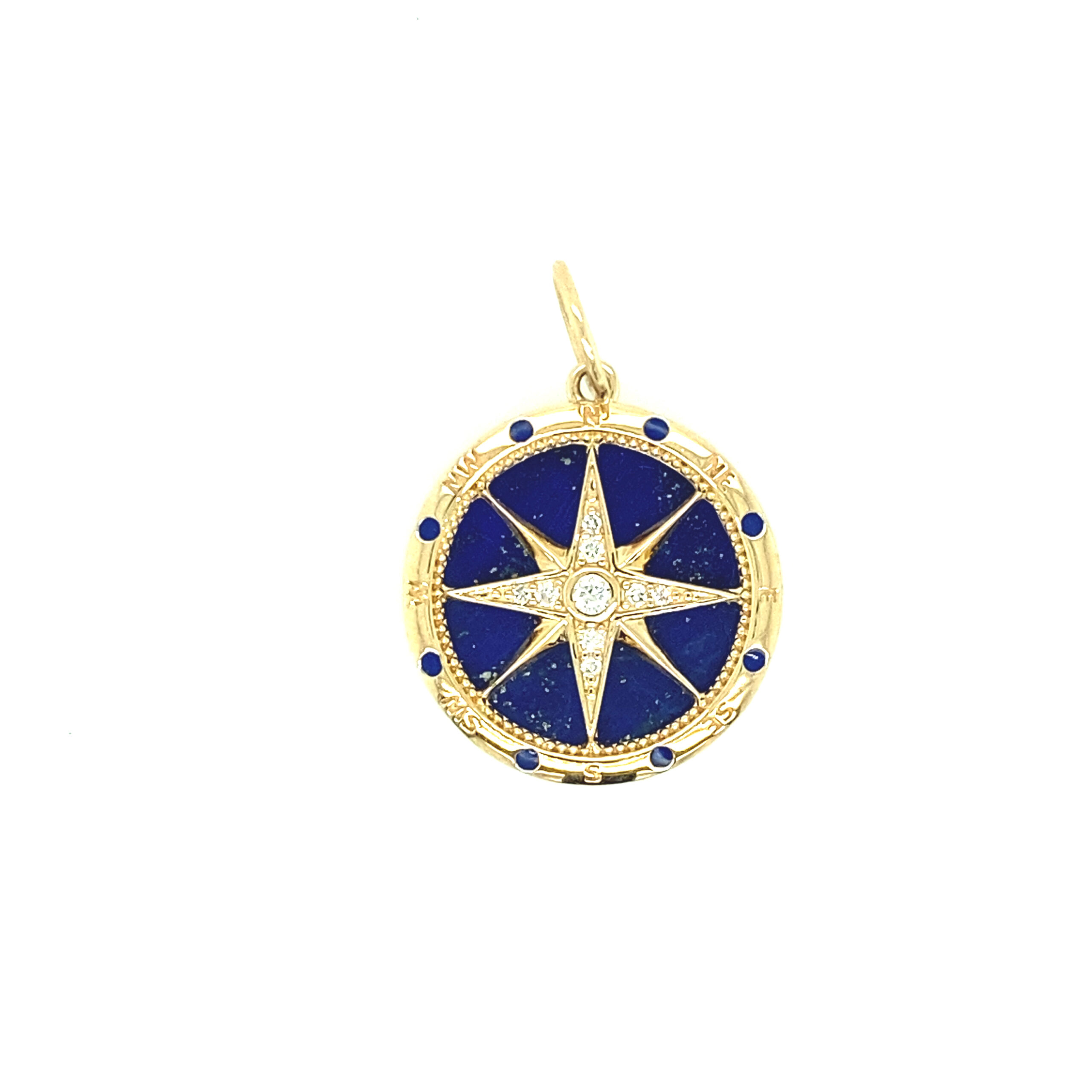 Lapis and Diamond Compass Pendant - Rebecca Bourke Designs